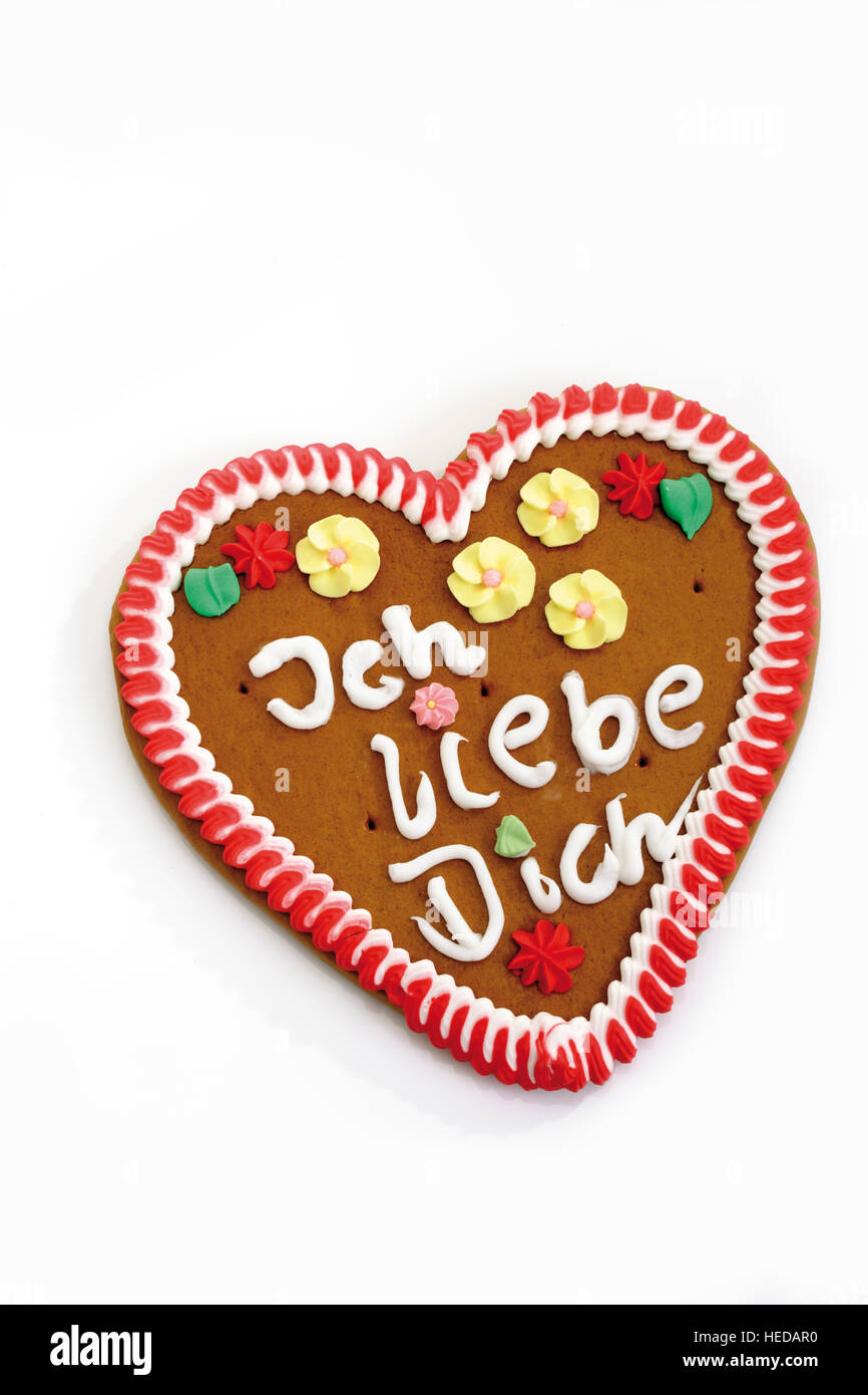 Gingerbread heart, Ich liebe Dich Stock Photo - Alamy