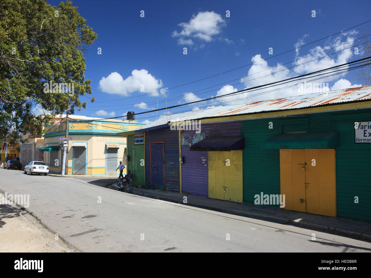 Colorful building facades in El Seibo, Dominican Republic, Caribbean ...