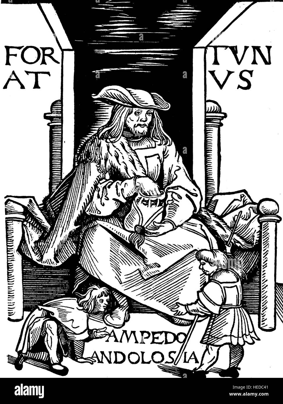 Title page of Ausgabe des Fortunatus, 1509, Fortunatus is a German ...