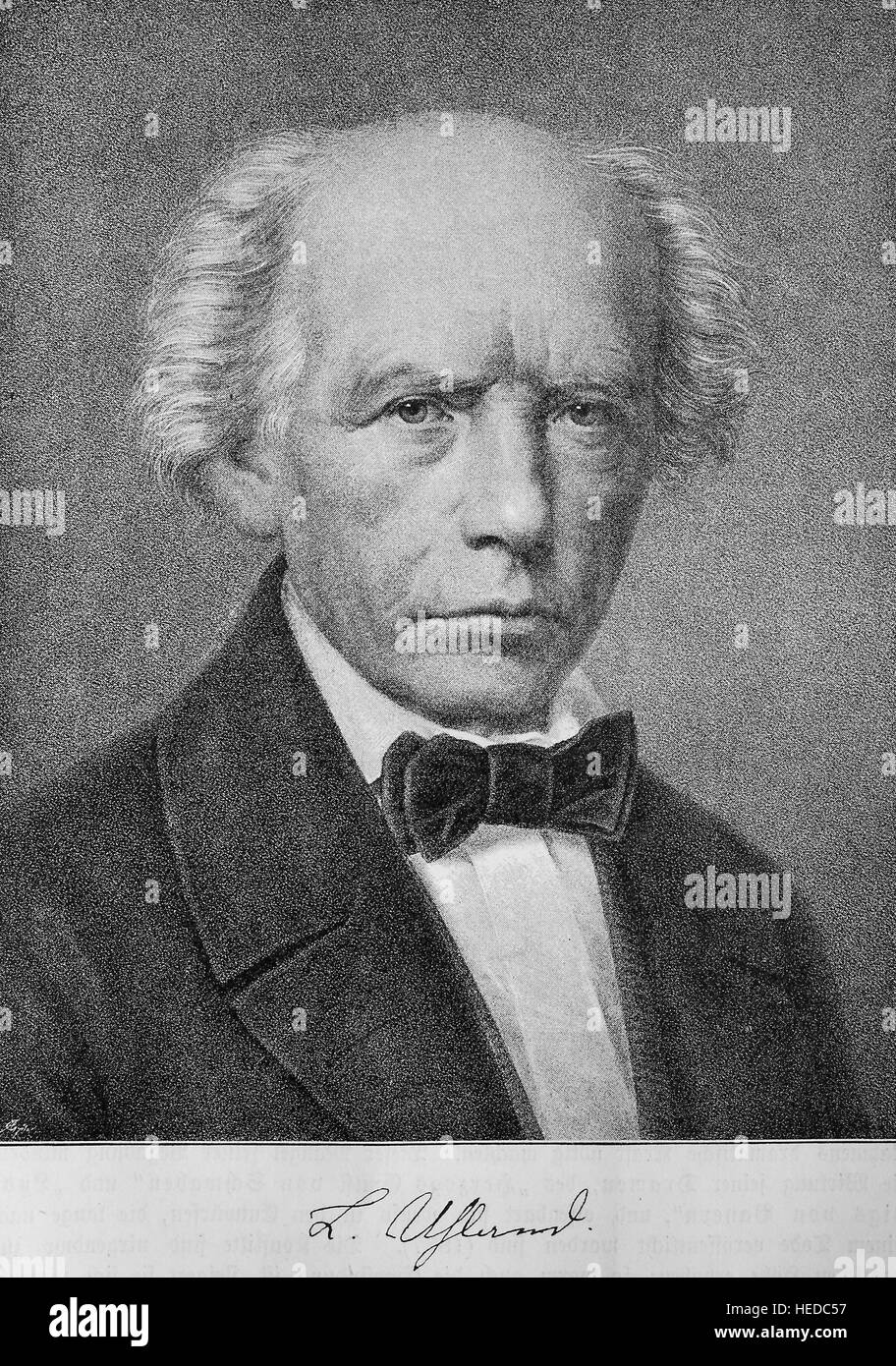 Johann Ludwig Uhland, 1787-1862, a German poet, philologist and ...