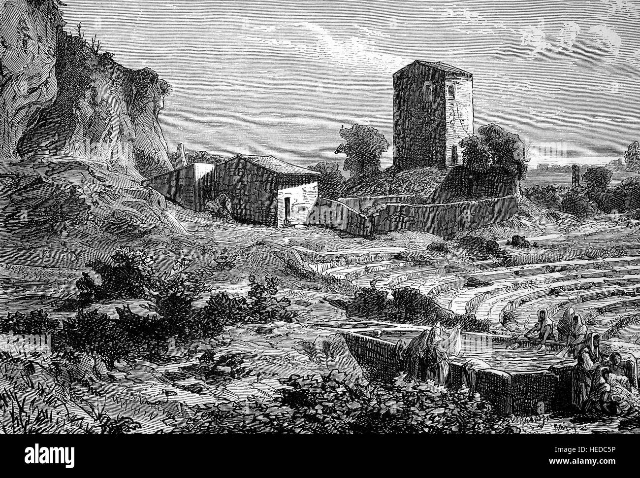 Ruins of the Greek Theater in Syracuse, is a historic city in Sicily ...