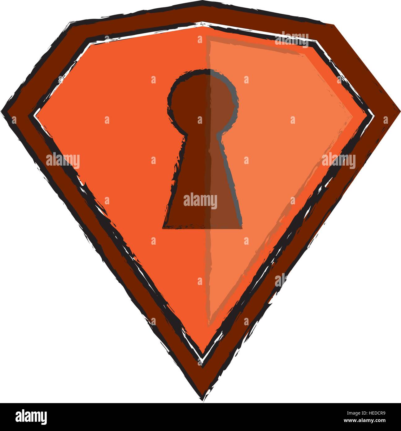 drawing orange shield protection security technology Stock Vector Image ...