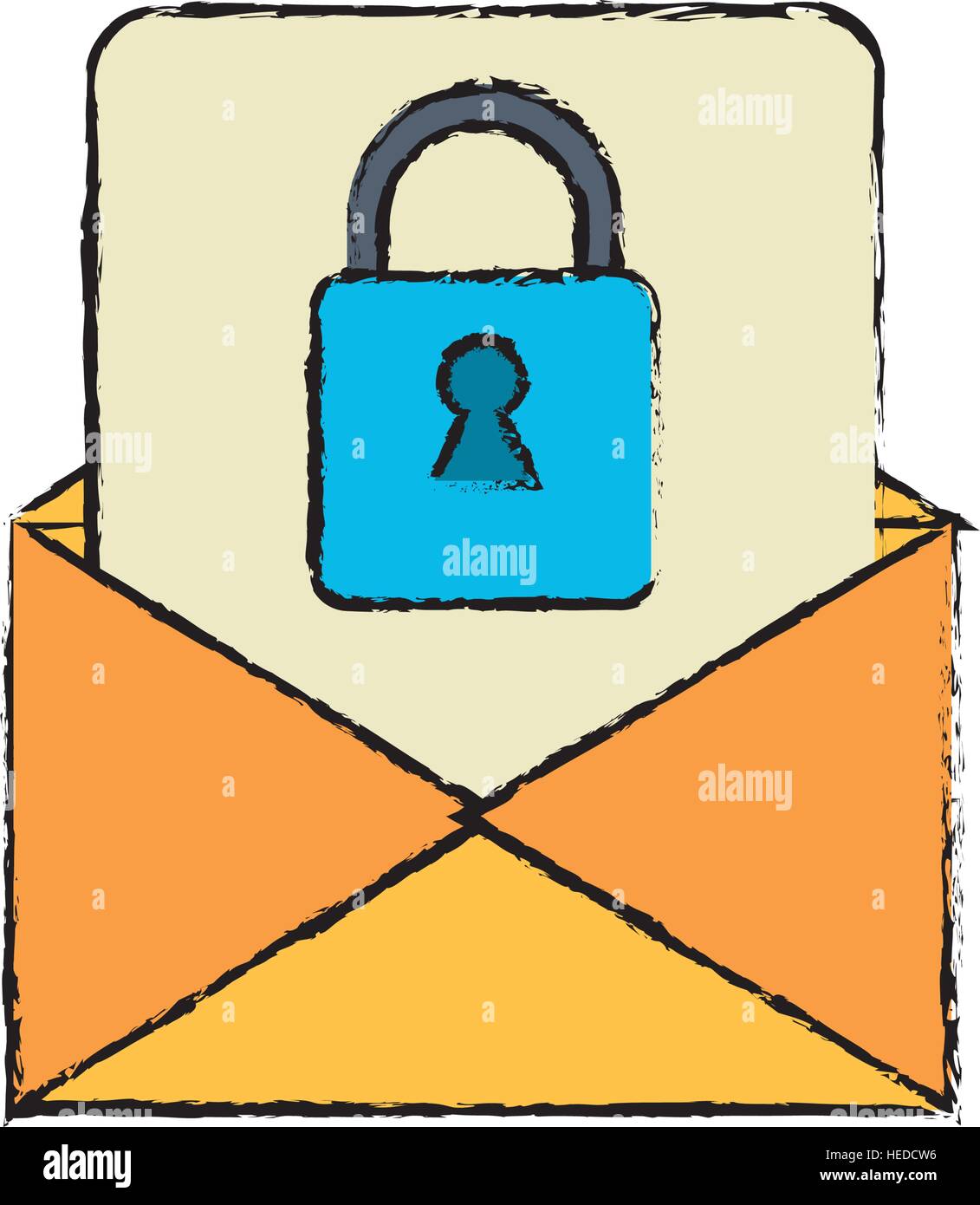 drawing email message security system technology Stock Vector Image ...