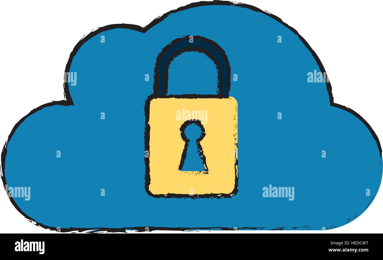 drawing cloud data security system technology Stock Vector Image & Art ...