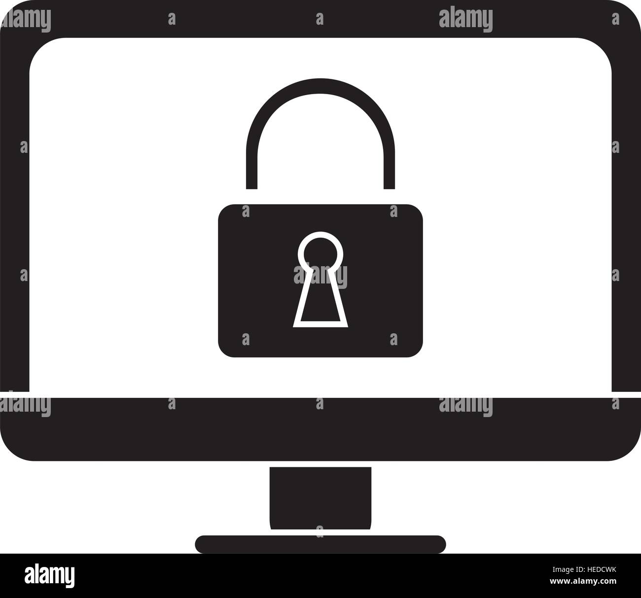 silhouette computer internet security system technology Stock Vector ...