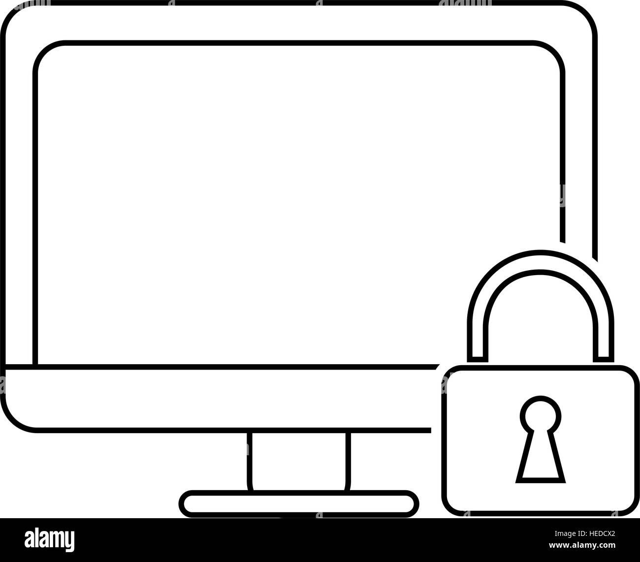 computer internet security system technology outline Stock Vector Image ...