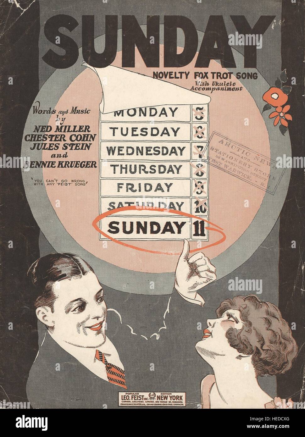 "Sunday" 1927 Sheet Music Cover Stock Photo - Alamy