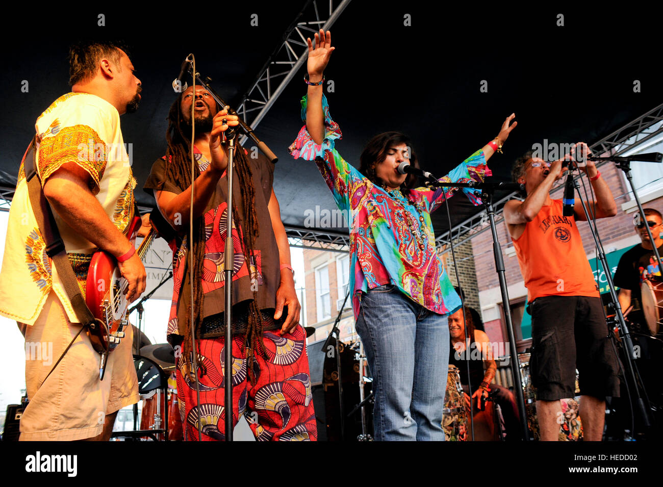 Chicago musical group, Funkadesi, playing at local neighborhood ...