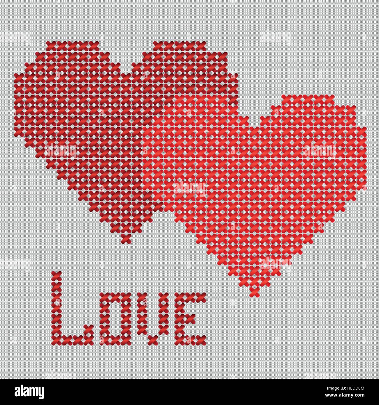 Handmade fabric heart red Stock Vector Images - Alamy