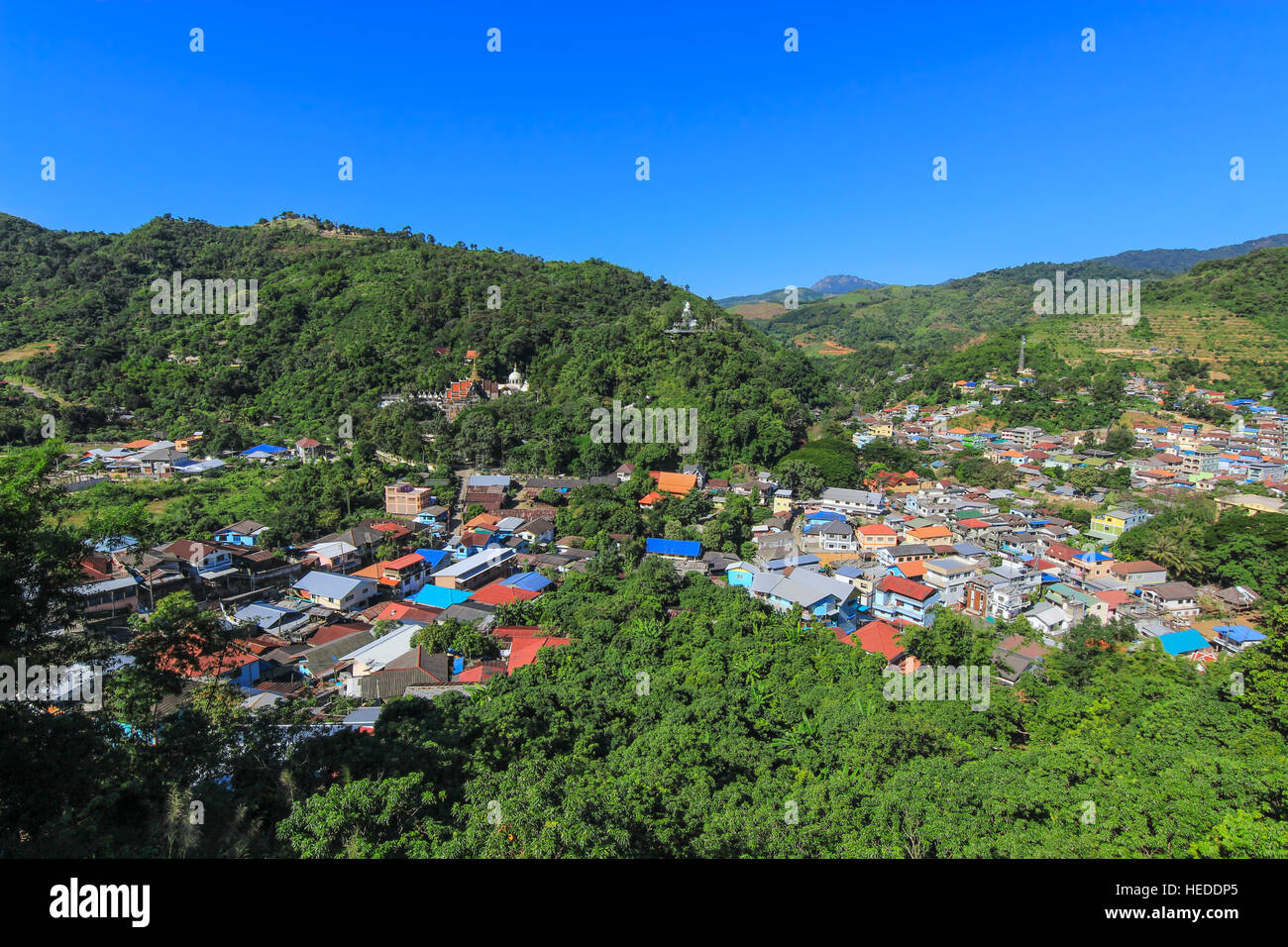 Tachileik myanmar aerial view from Wat Phra That Doi Wao (Black ...