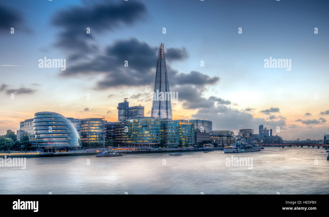 London panorama blue hour city sky skyline thames city hi-res stock ...