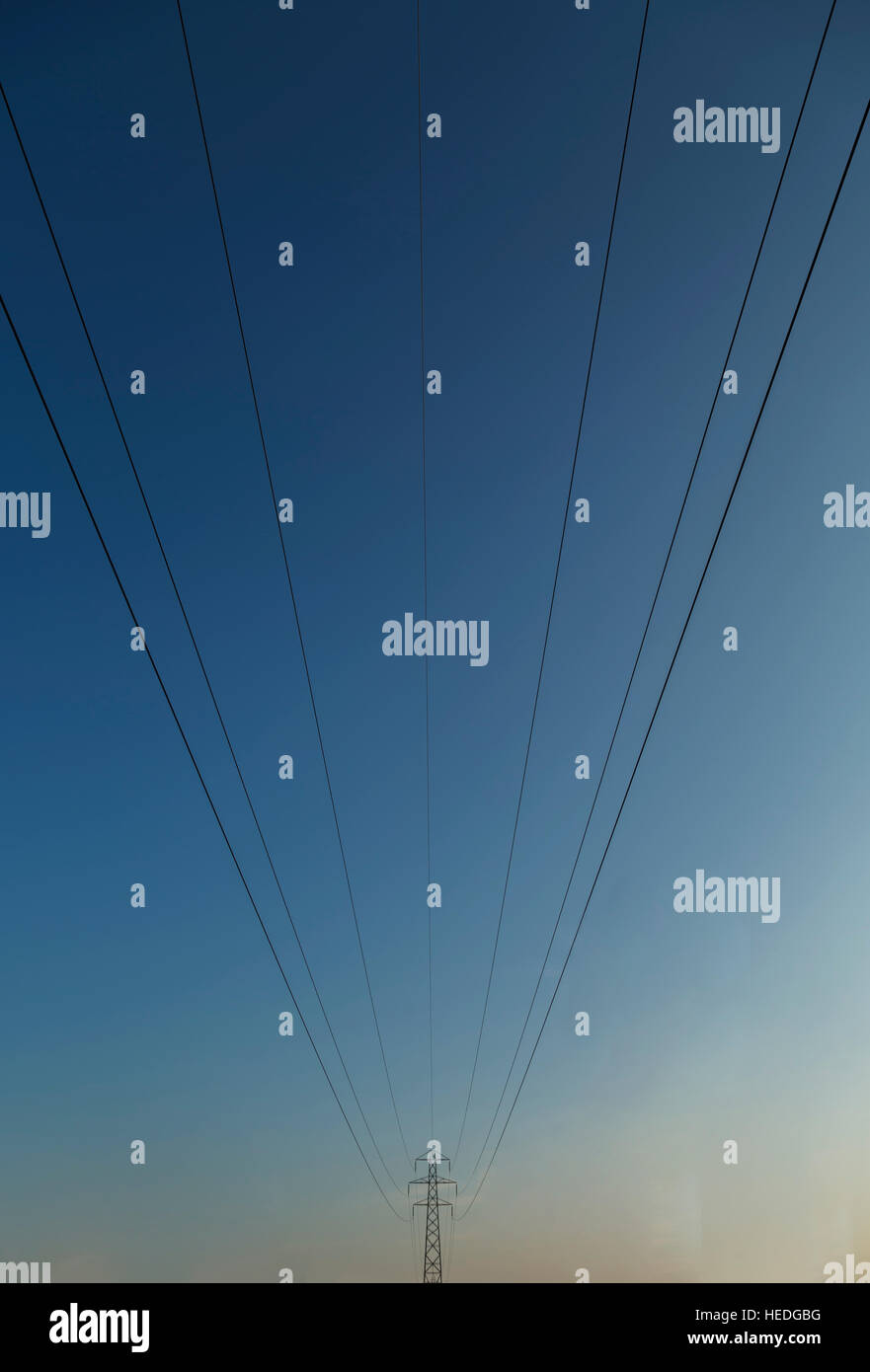 Power lines against the sky hi-res stock photography and images - Alamy