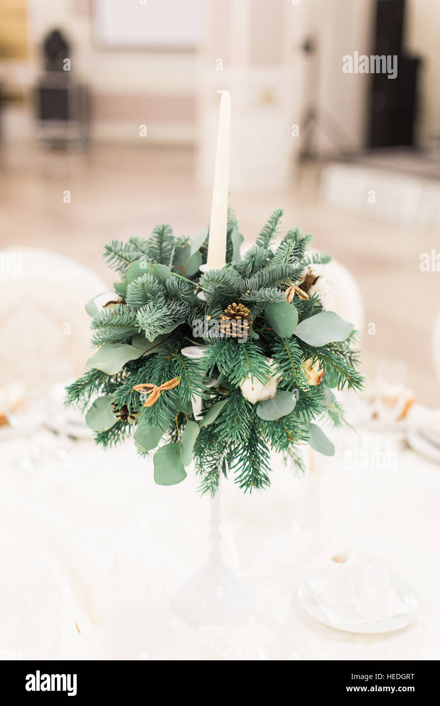 Banquet wedding table setting on evening reception Stock Photo - Alamy