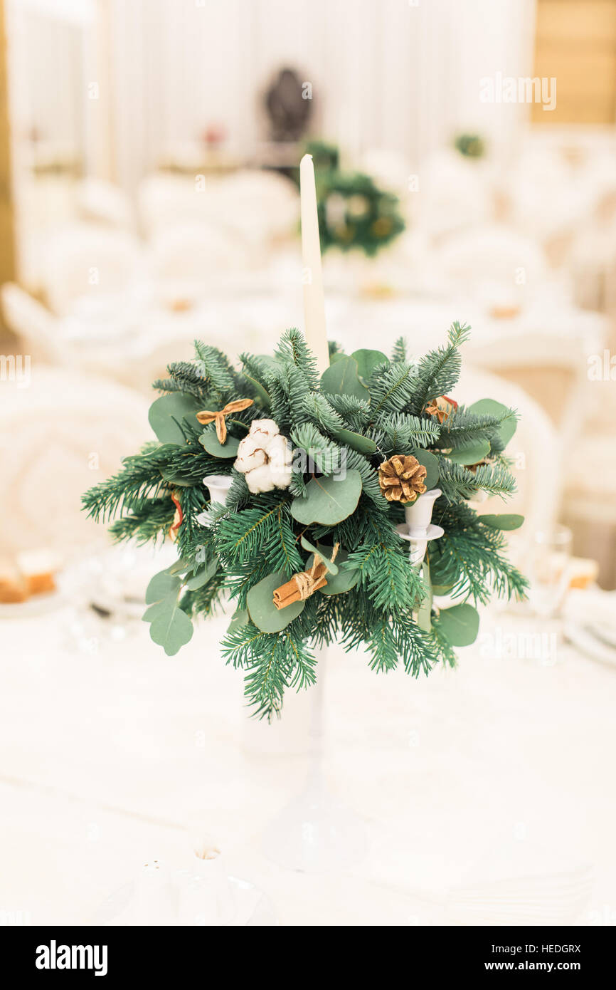 Banquet wedding table setting on evening reception Stock Photo - Alamy