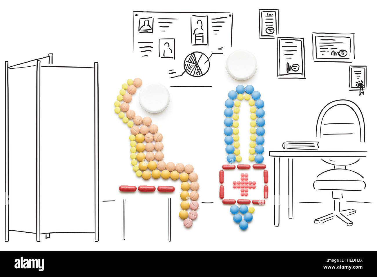 Creative medicine and healthcare concept made of drugs and pills ...