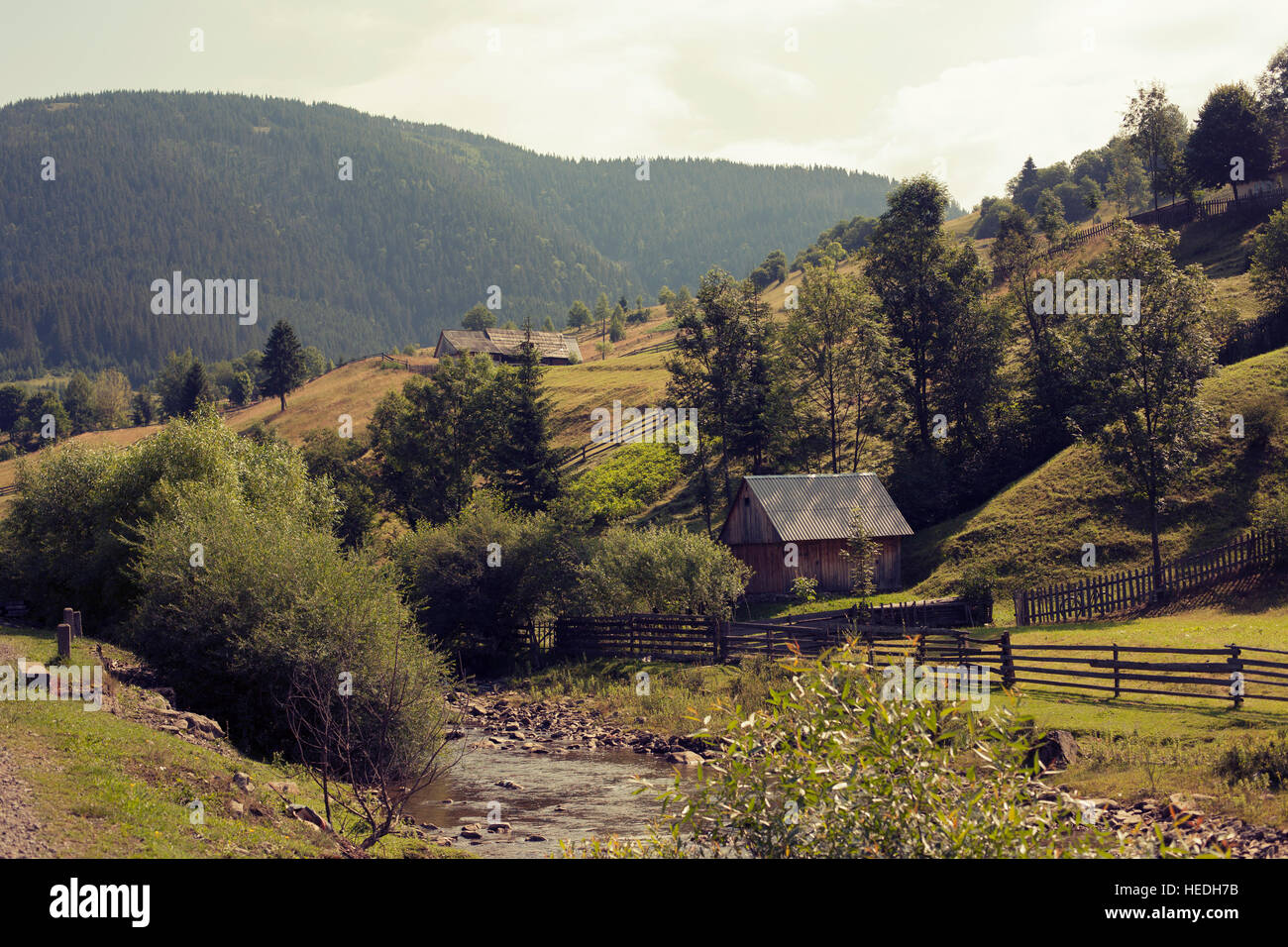 Small settlement mountain Rural nature Stock Photo - Alamy