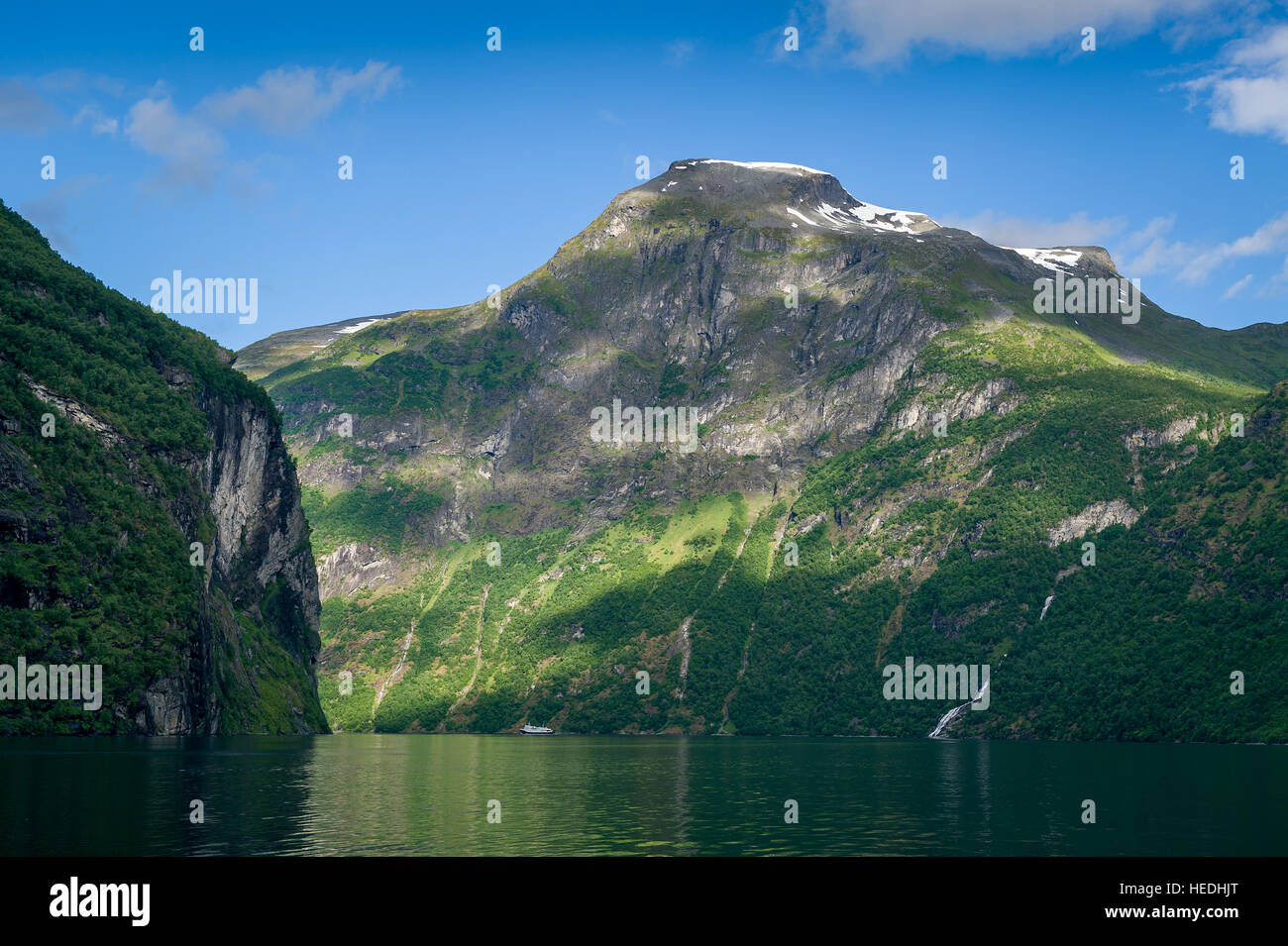 Geiranger fjord landscape at morning sun beams, Norway Stock Photo - Alamy