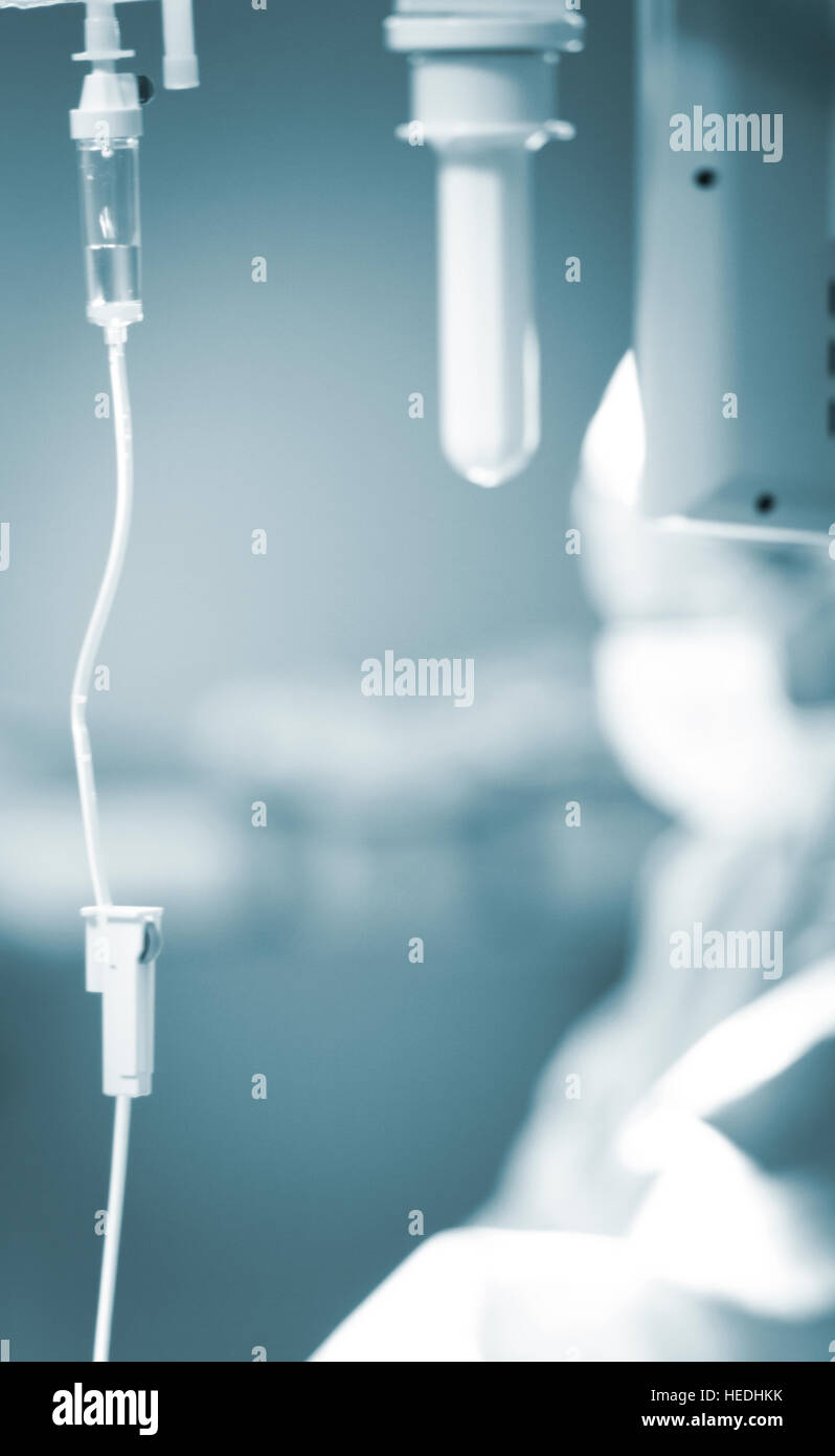 Medical intravenous IV drip in hospital used to replace liquids in ...