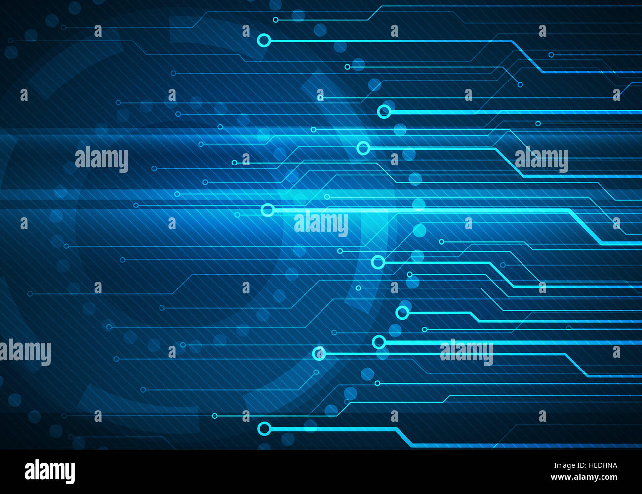 Digital Concept Image Round Interface With Circuit Microchip On Blue