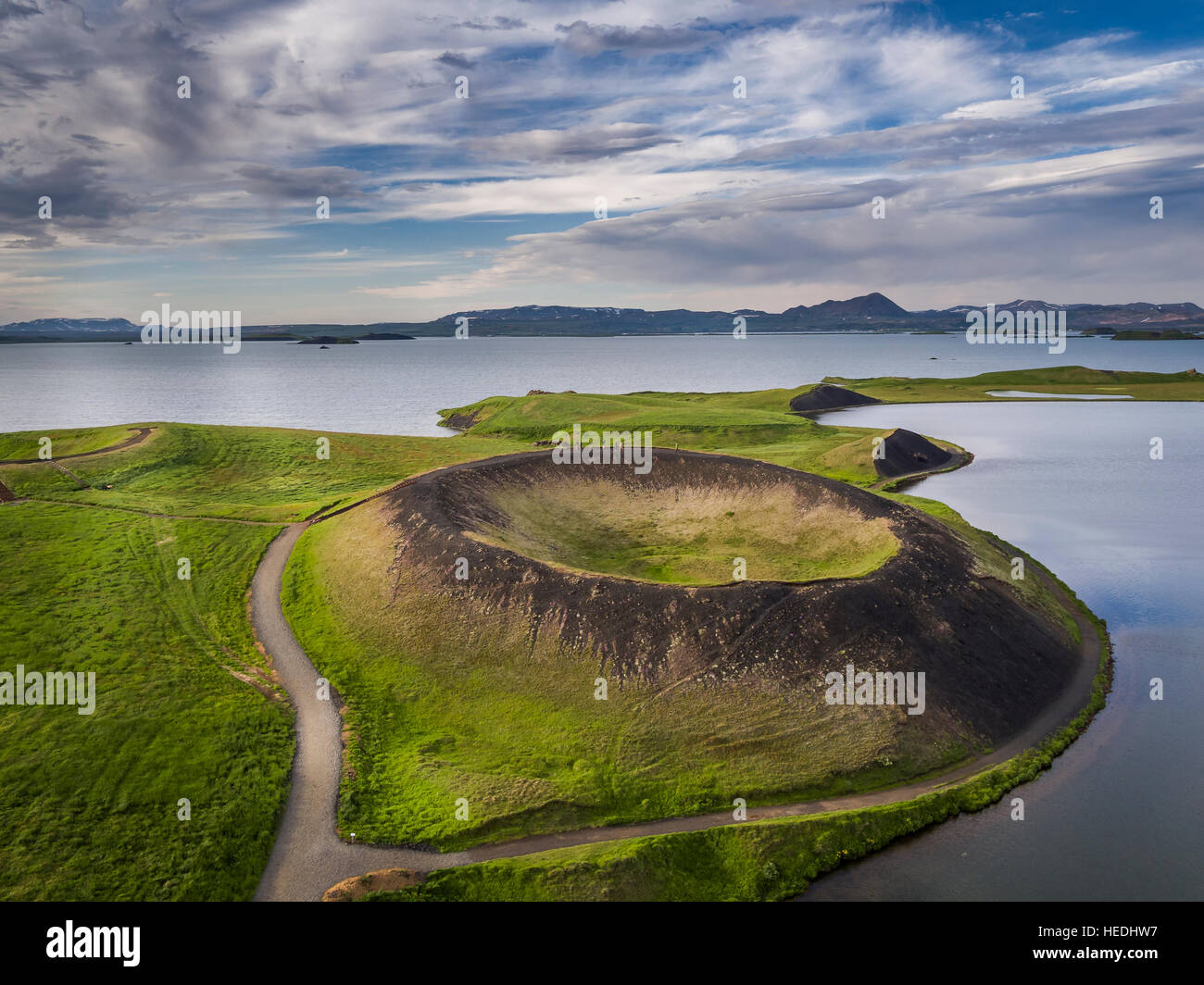 Skutustadagigar pseudo craters, Lake Myvatn Stock Photo - Alamy