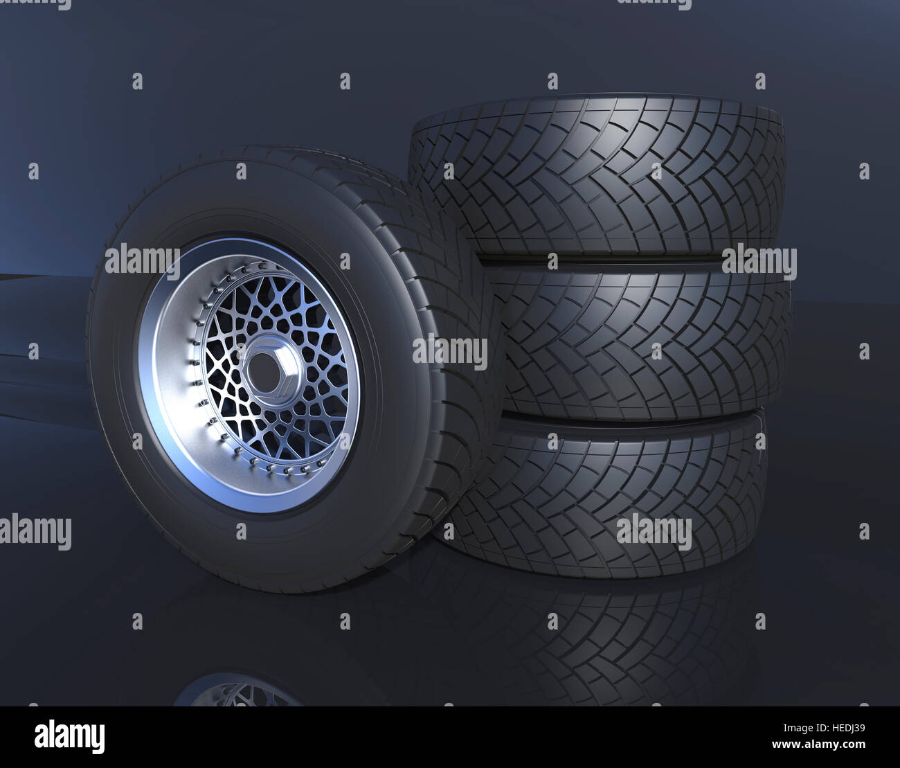 Automotive wheels background. 3D render Stock Photo - Alamy