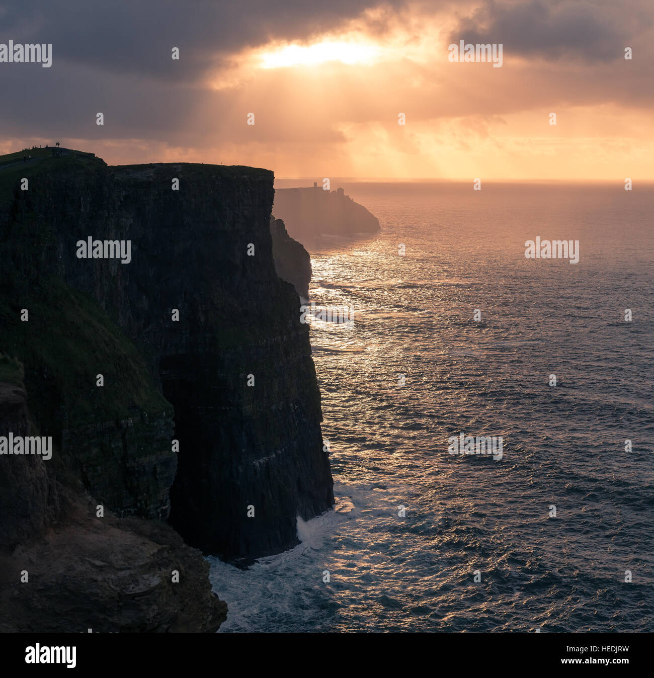 Cliffs of Moher in Ireland at sunset, shot counter light Stock Photo ...