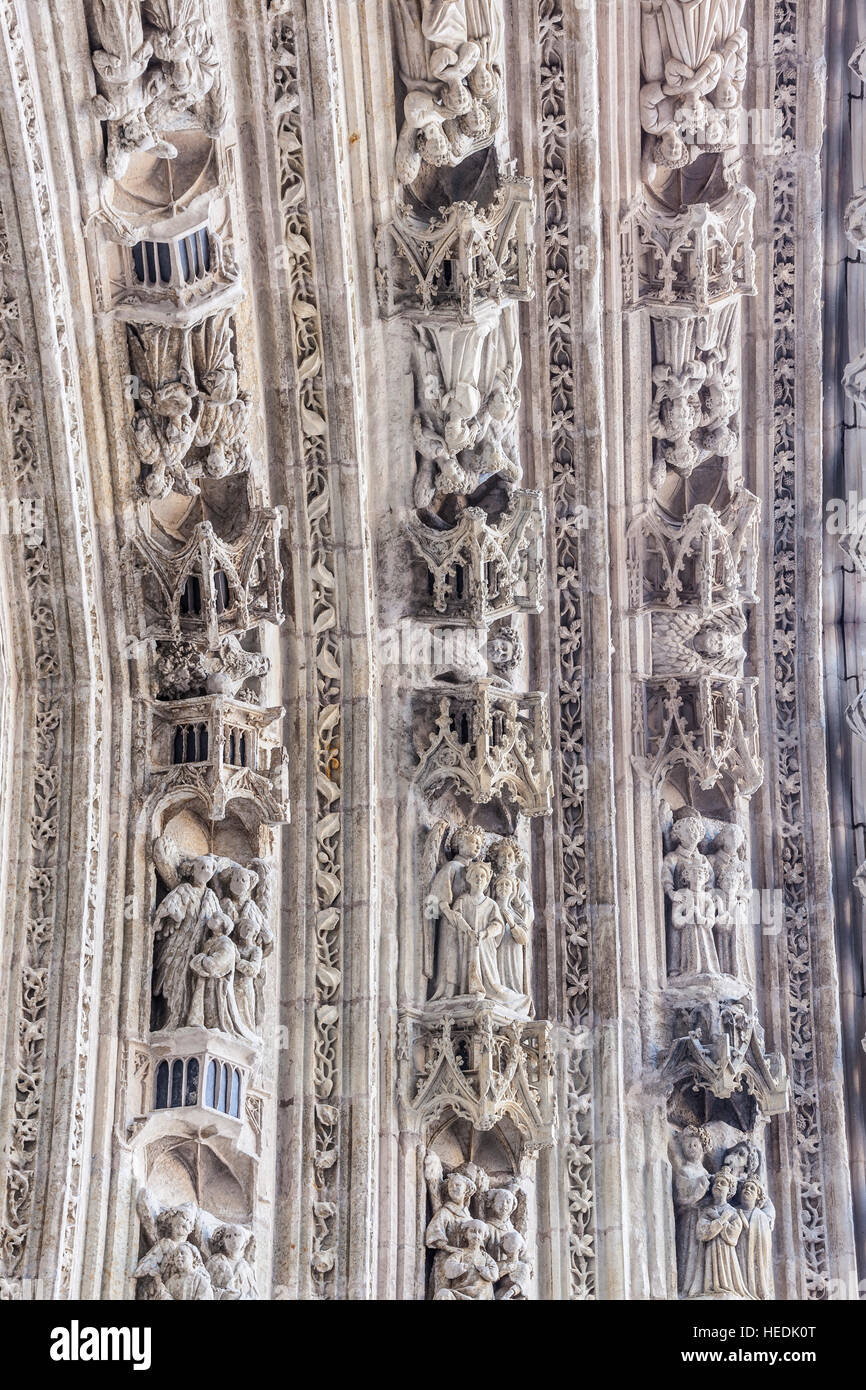 Sculptures on the cathedral of Saint Paul and Saint Peter or Cathedrale ...