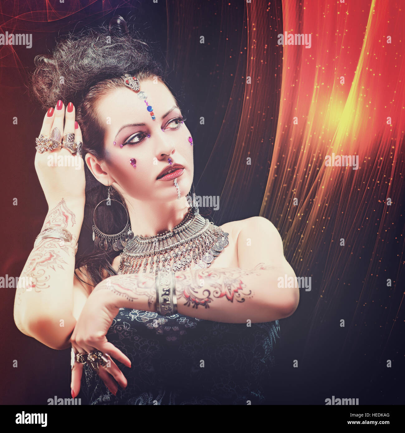Belly dancer, female portrait with abstract backgrounds Stock Photo - Alamy