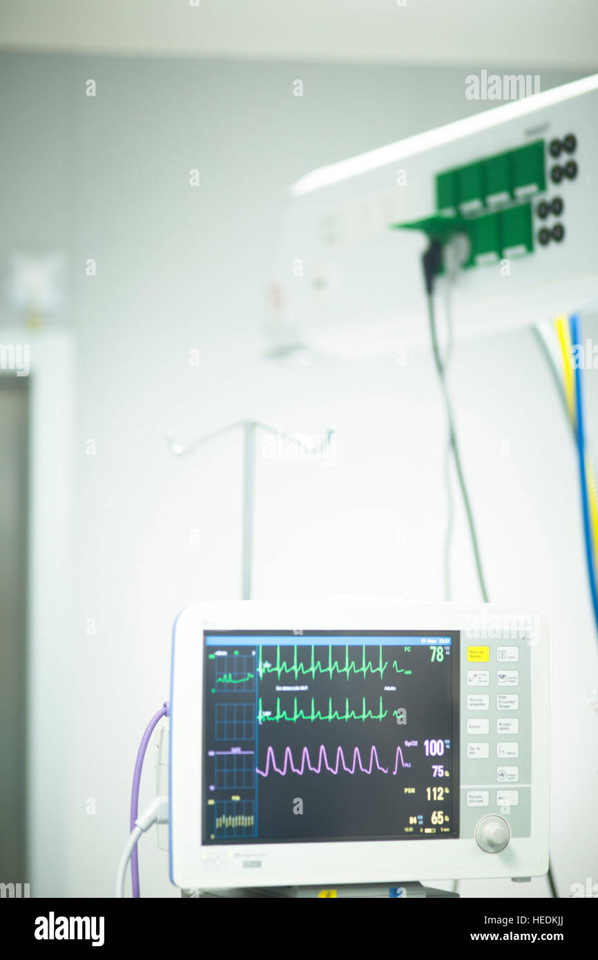 Electrocardiogram in hospital surgery operating theater emergency room ...