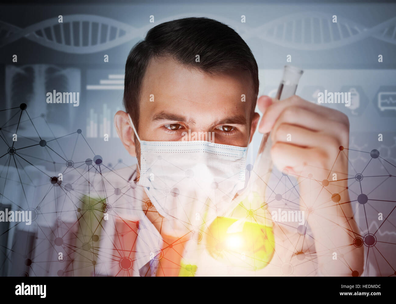 Portrait of concentrated male scientist working with reagents in laboratory Stock Photo - Alamy
