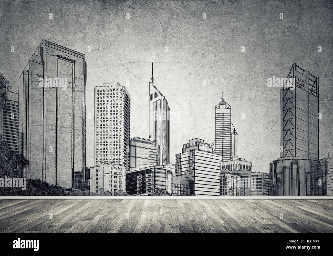 City design on wall Stock Photo - Alamy