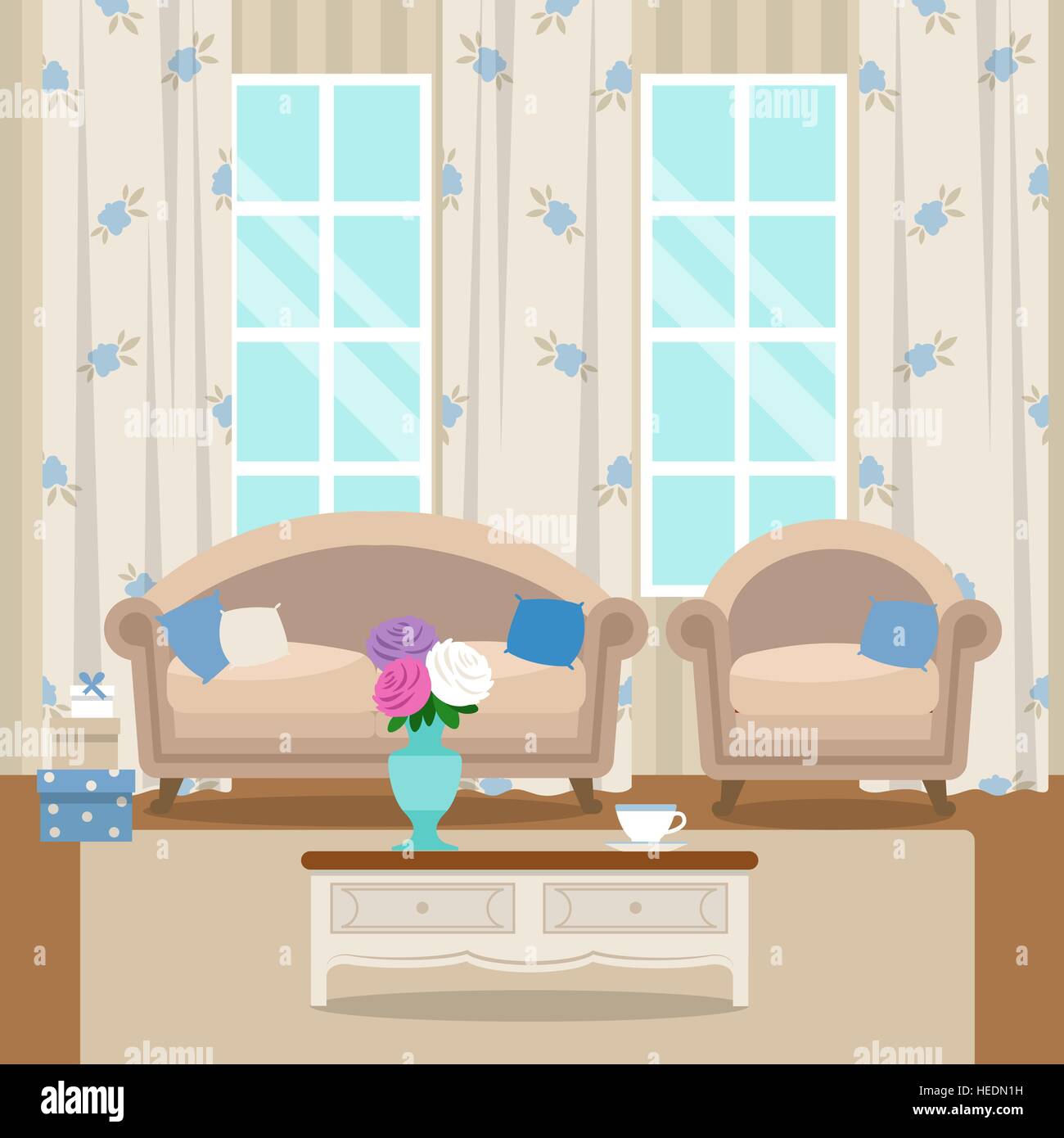Retro living room background hi-res stock photography and images - Alamy