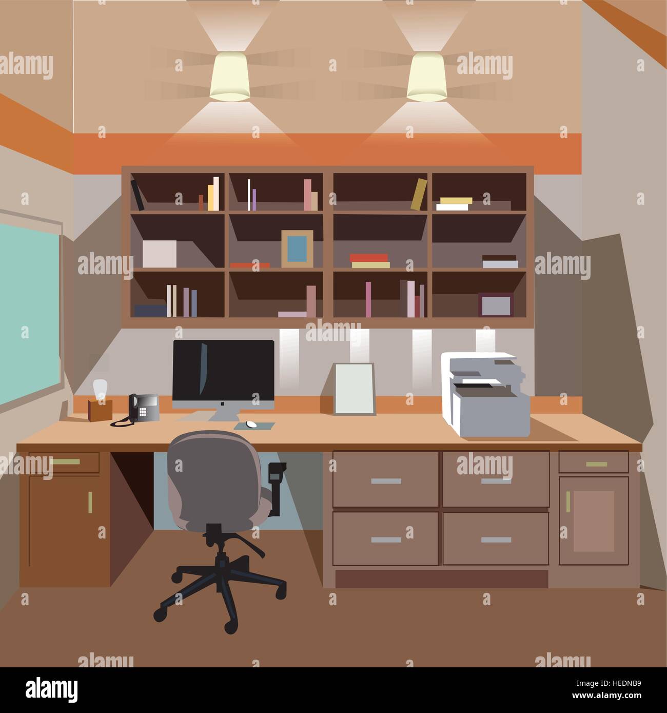 Workspace interior design home Stock Vector Images - Alamy