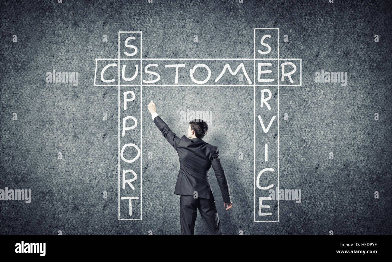 Seminar trainer draw on chalkboard Stock Photo - Alamy