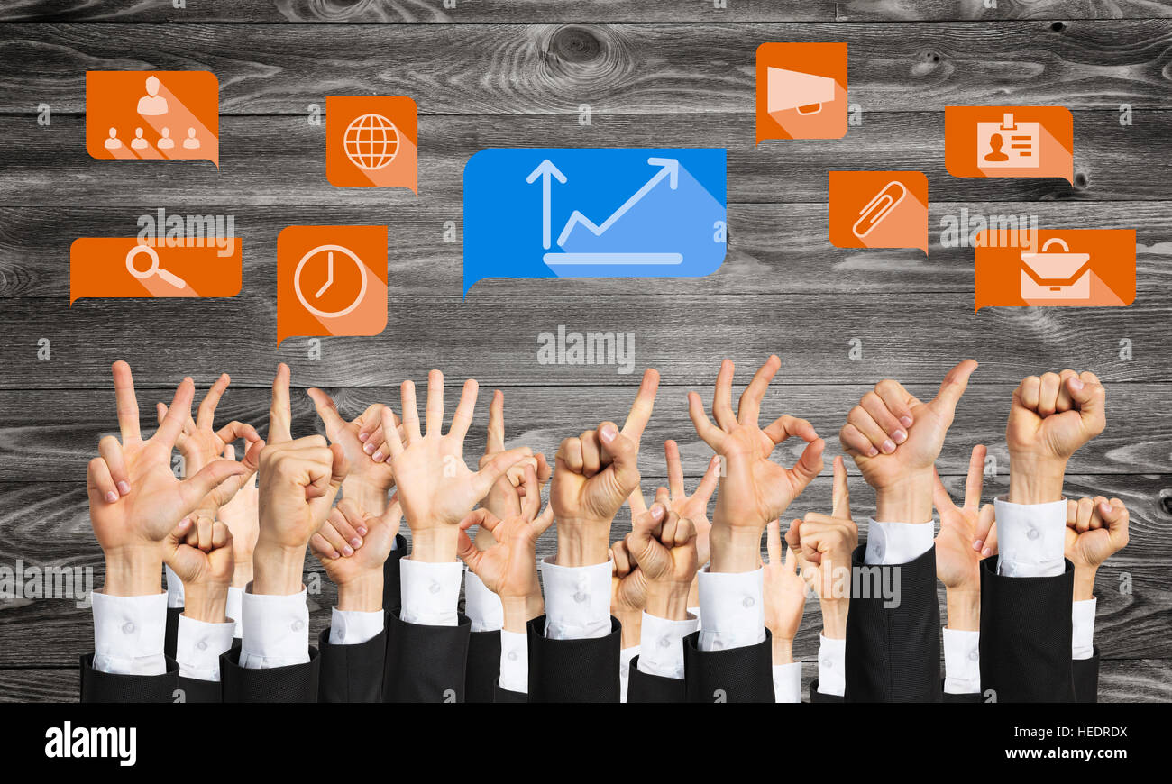 Set of hand gestures and icons Stock Photo - Alamy