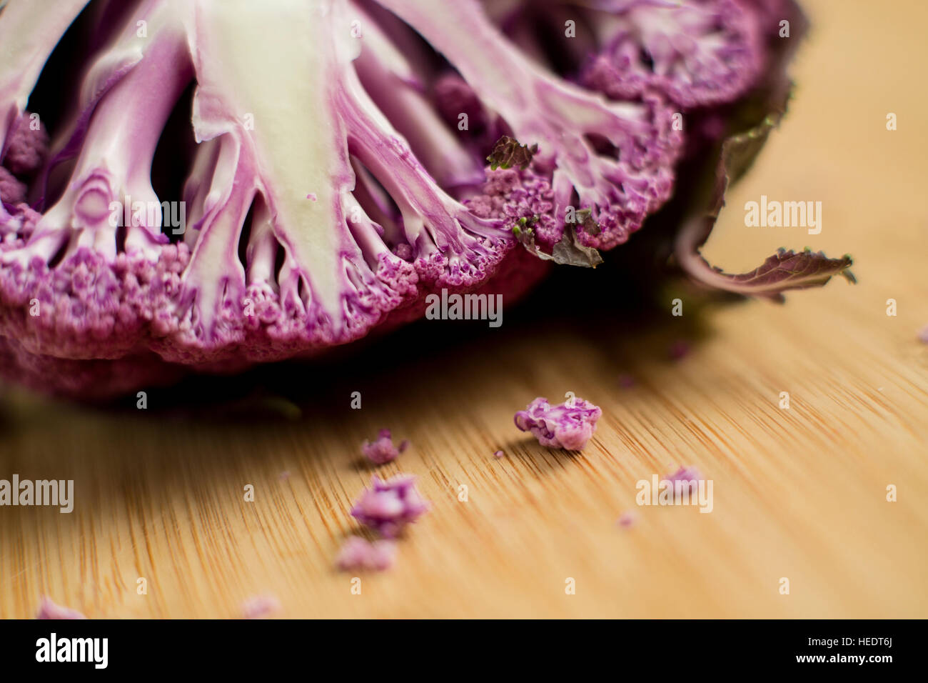 closeup of a head of purple cauliflower sliced open Stock Photo - Alamy