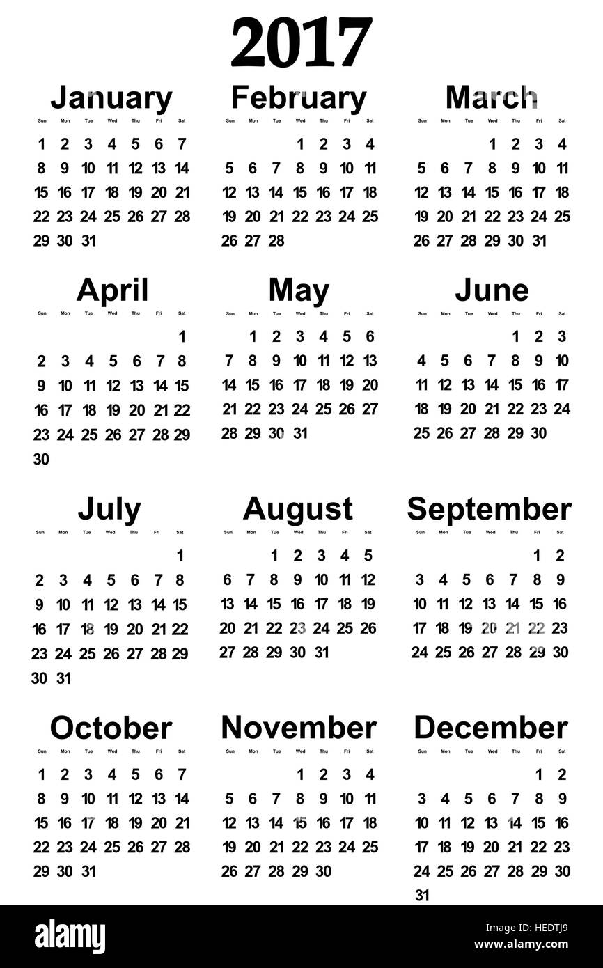 2017 calendar december Black and White Stock Photos & Images - Alamy