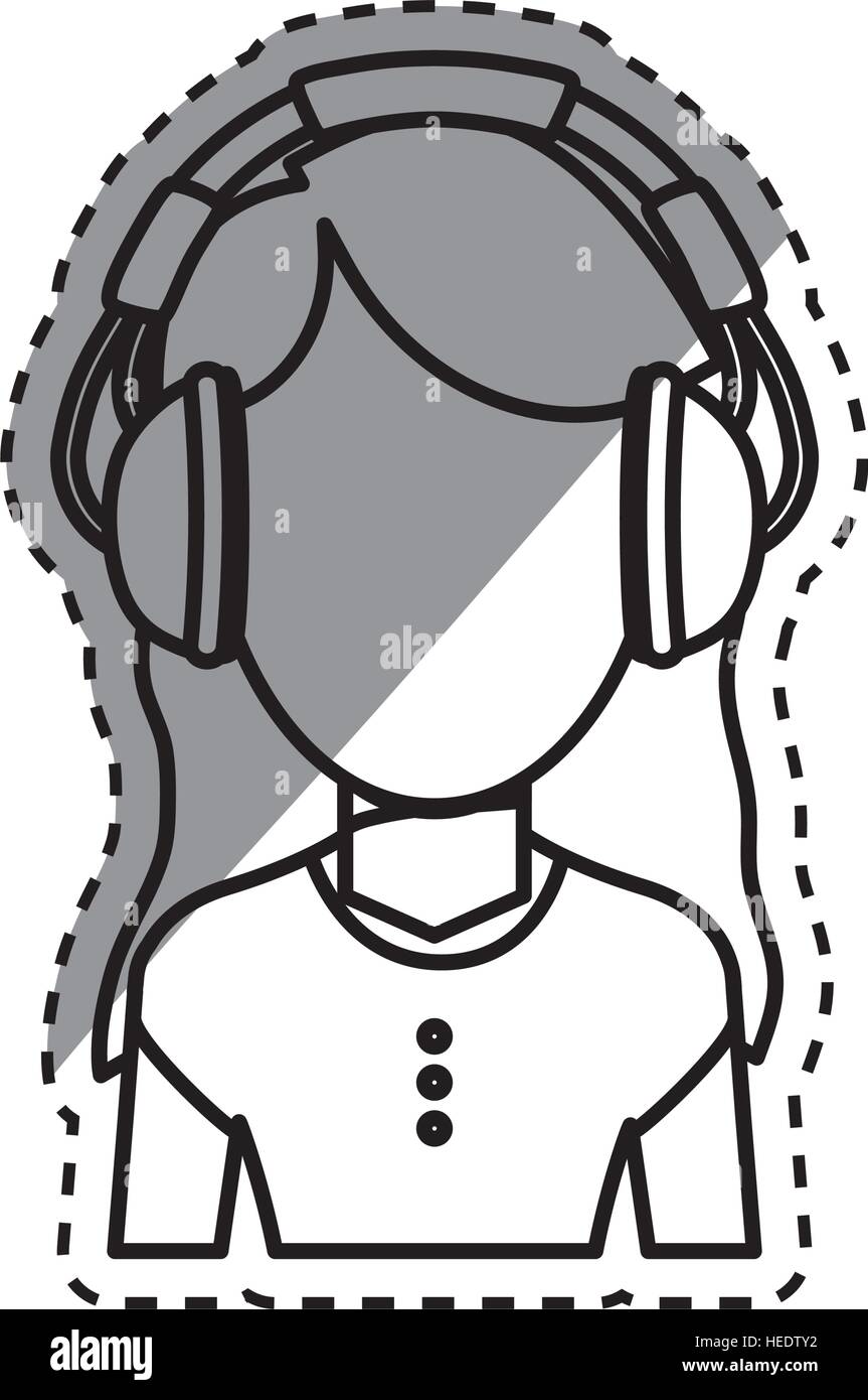 Young person with headphones icon vector illustration graphic Stock ...