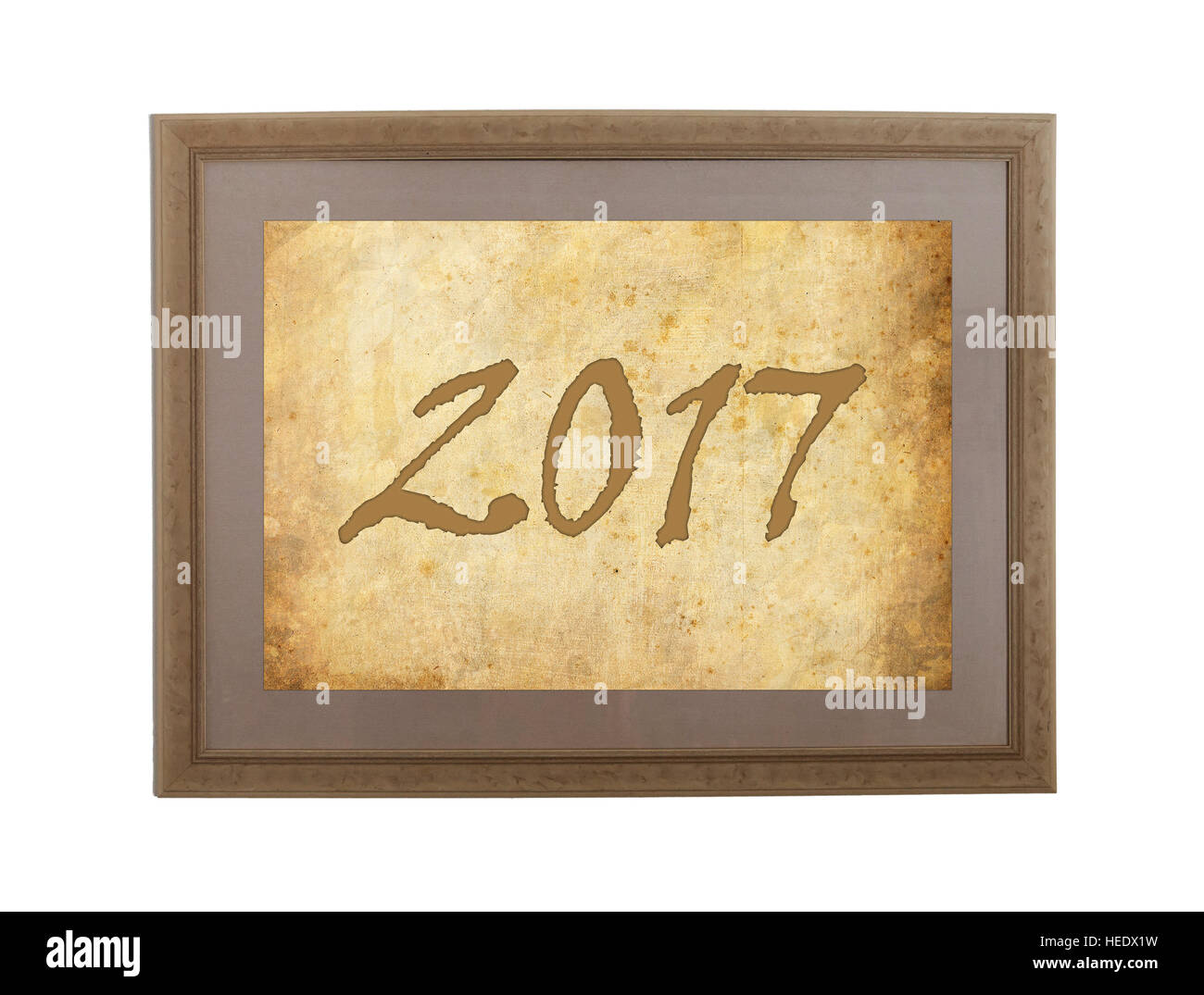 Old frame with brown paper - New year - 2017 Stock Photo - Alamy