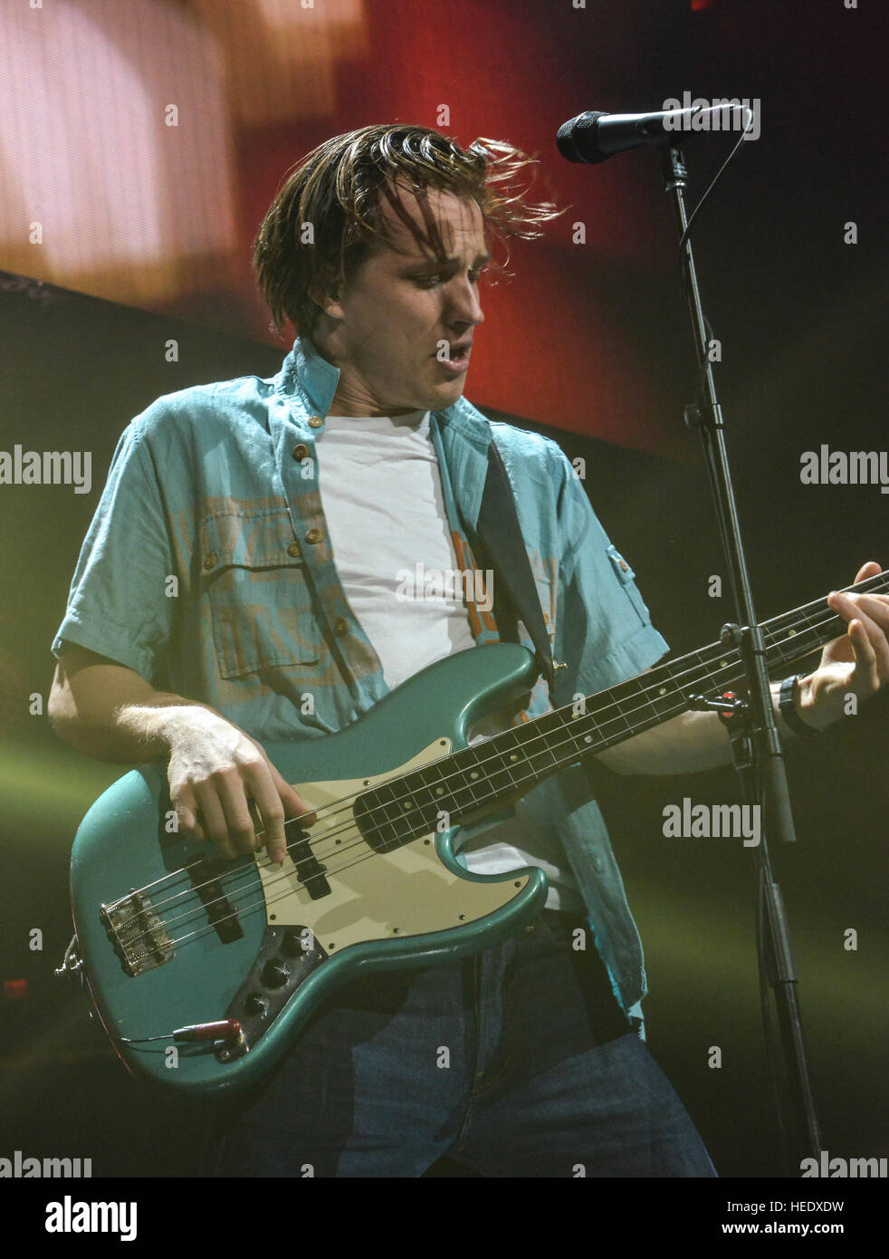 Magnus Larsson of Lukas Graham performing at the Y100 iHeartRadio ...