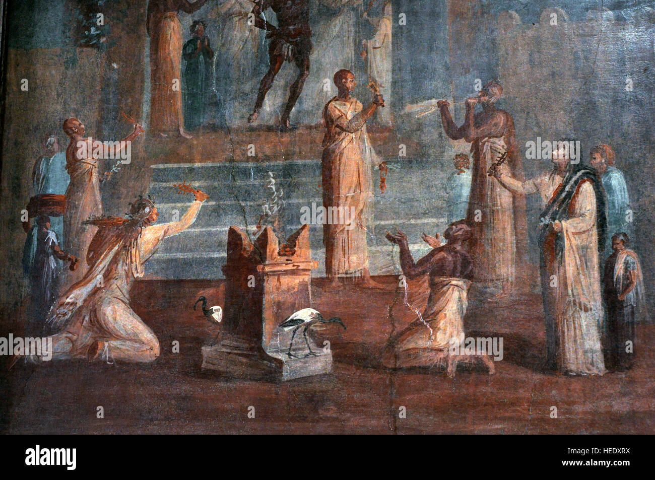 Ceremony. Cult of Isis. 1st century AD. Priest disguised as Bes ...