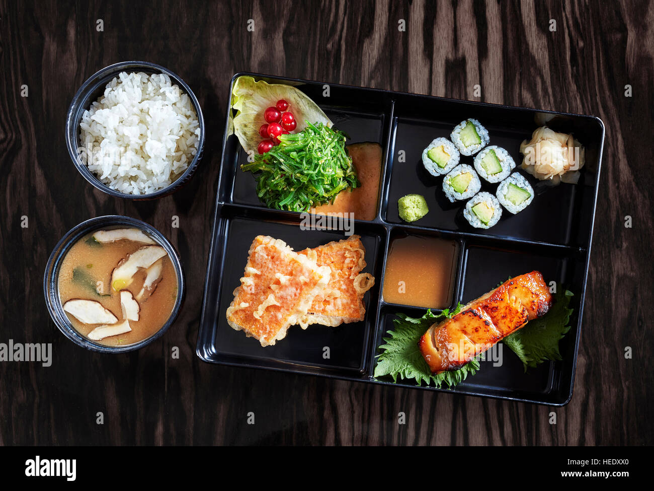 bento box black background Stock Photo - Alamy