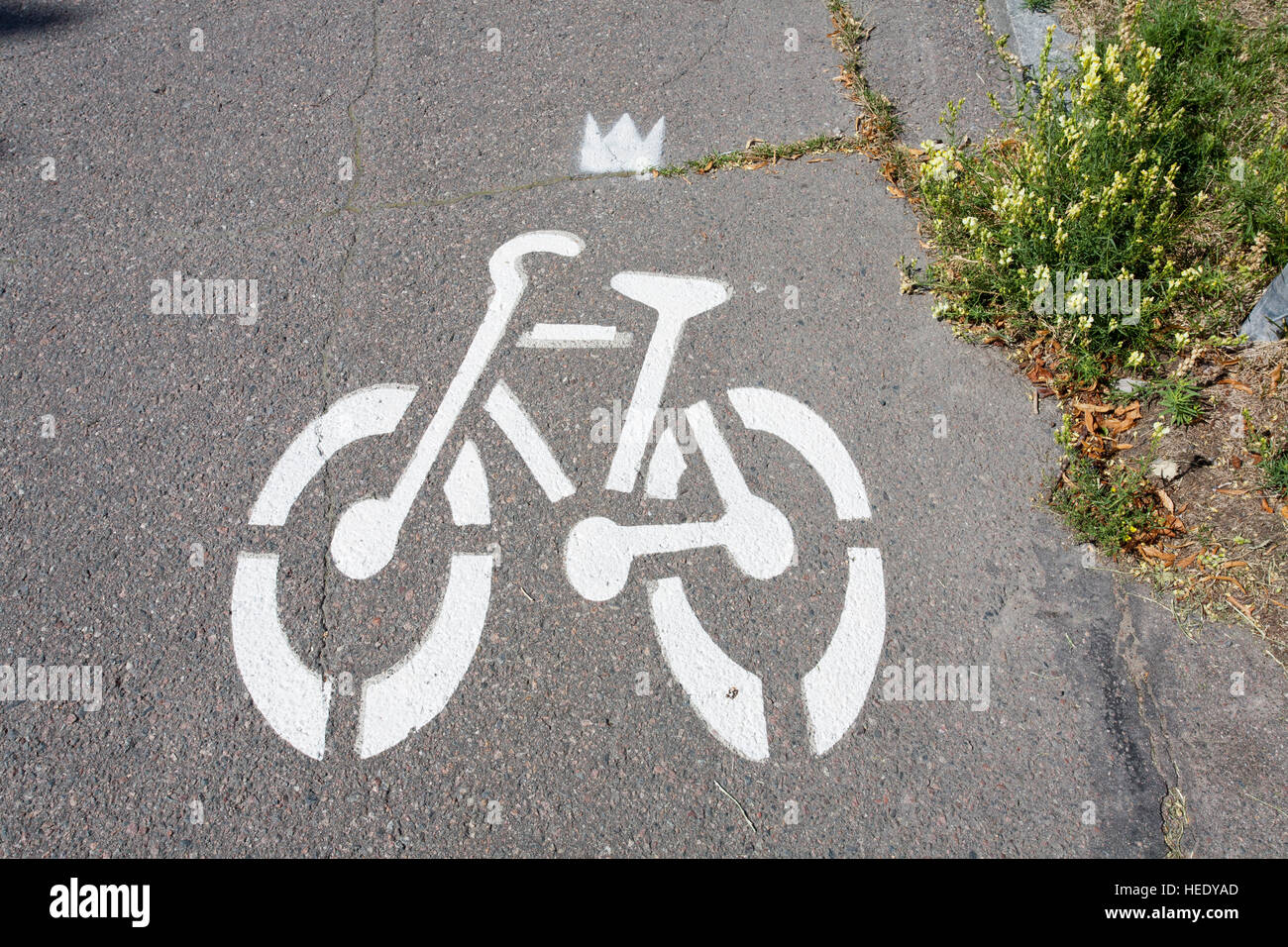 cycling only sign on tarmac, Helsinki Stock Photo - Alamy