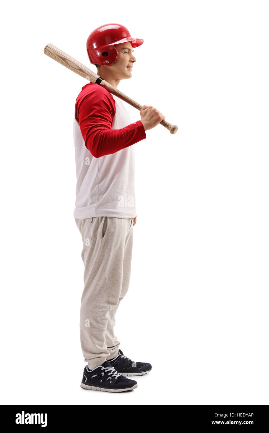 Full length profile shot of a baseball player with a bat isolated on ...