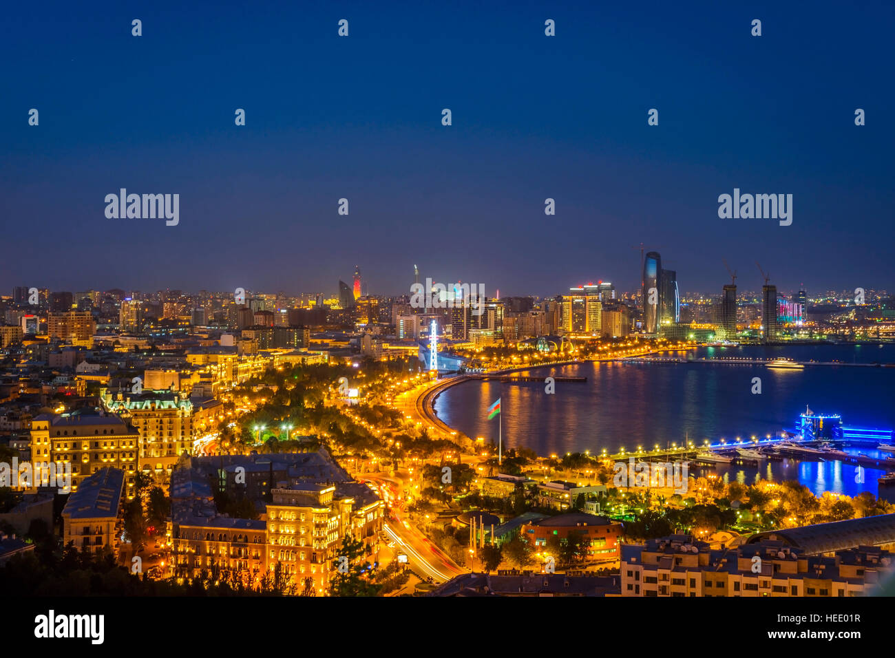 Night skyline baku azerbaijan hi-res stock photography and images - Alamy