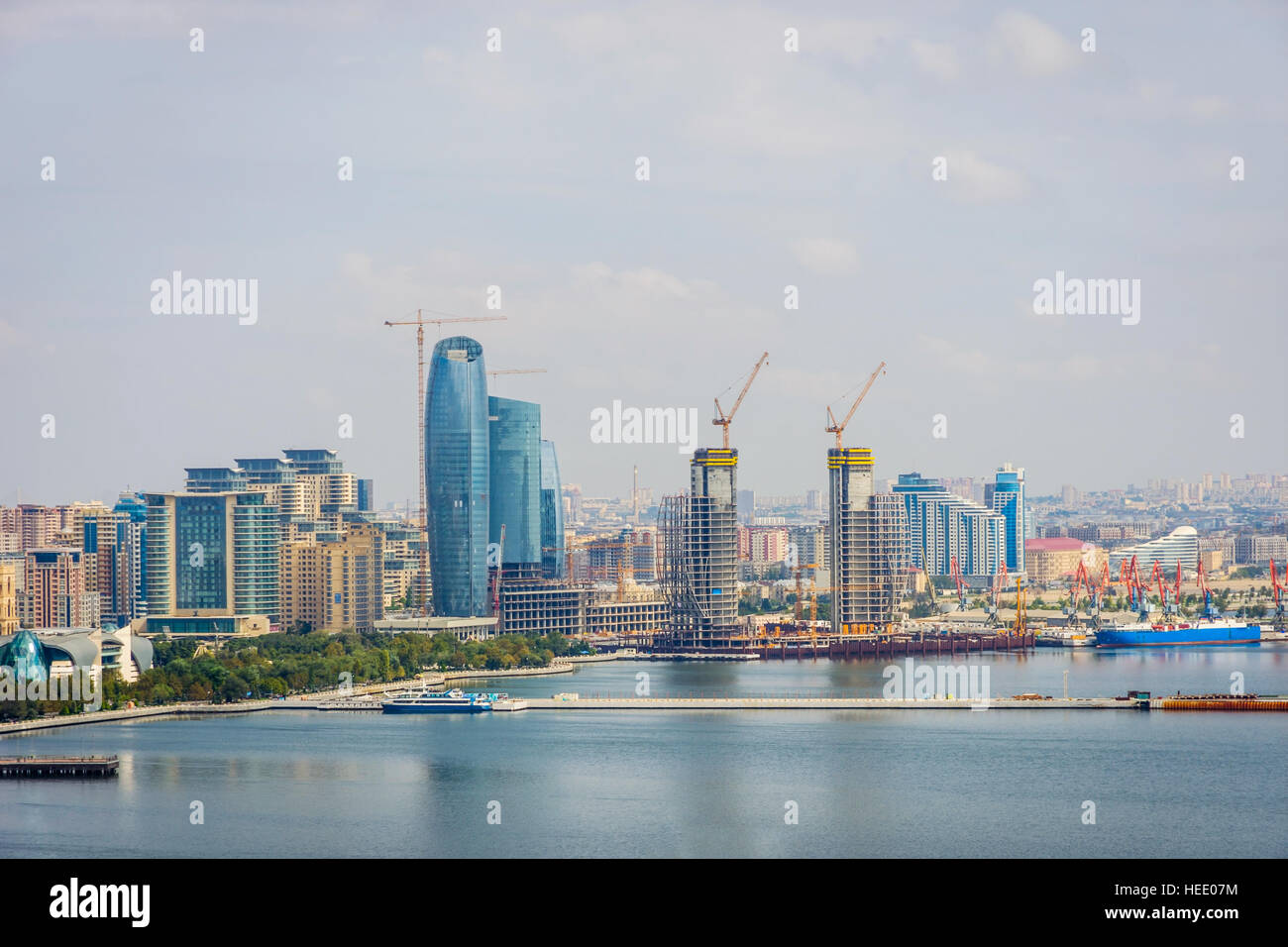 View over Baku skyline with Caspian sea, Azerbaijan Stock Photo - Alamy