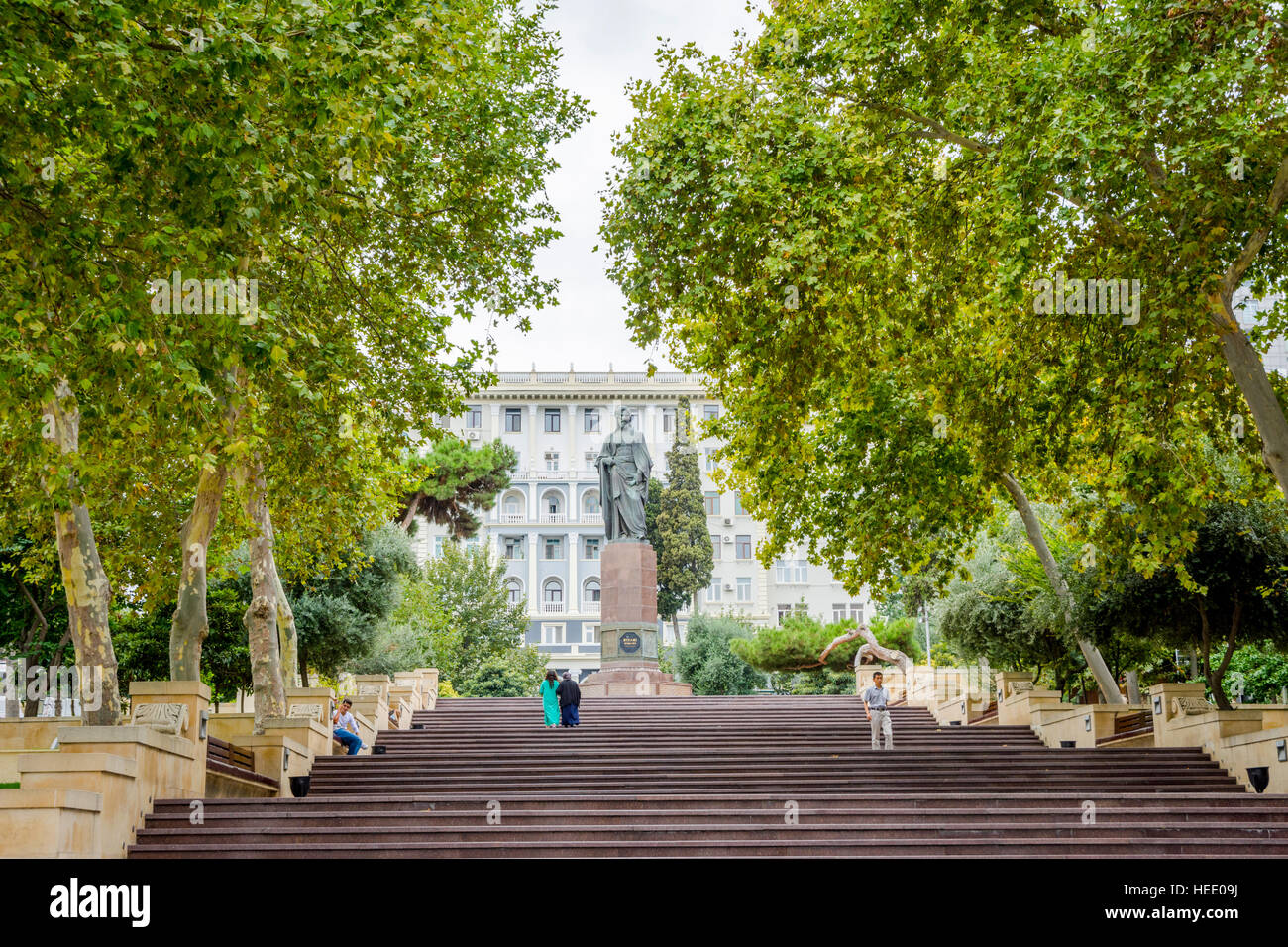 BAKU, AZERBAIJAN - SEPTEMBER 23: People walking on the staircase at ...
