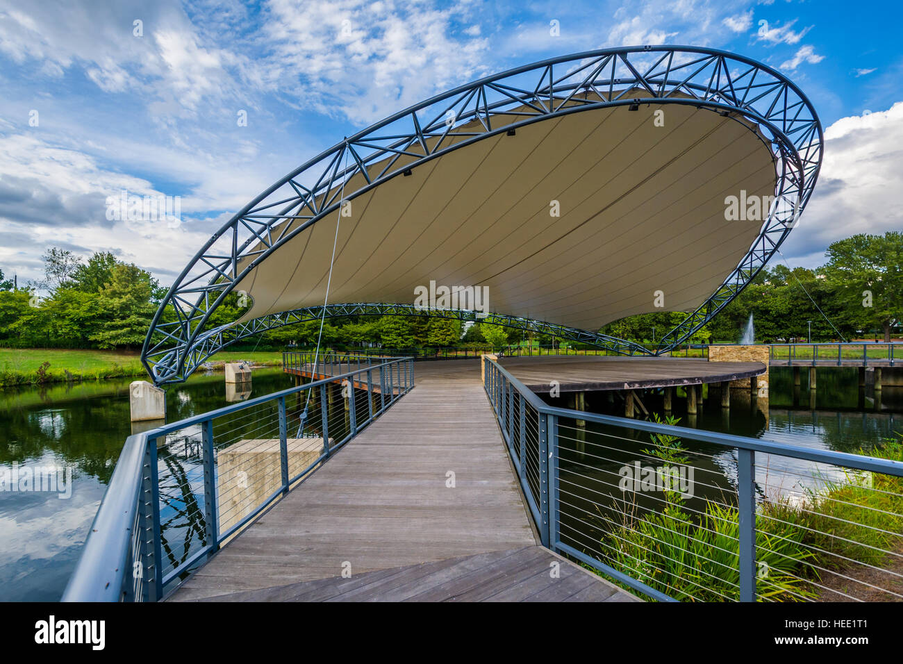 Stage over a lake, at Symphony Park in Charlotte, North Carolina Stock ...