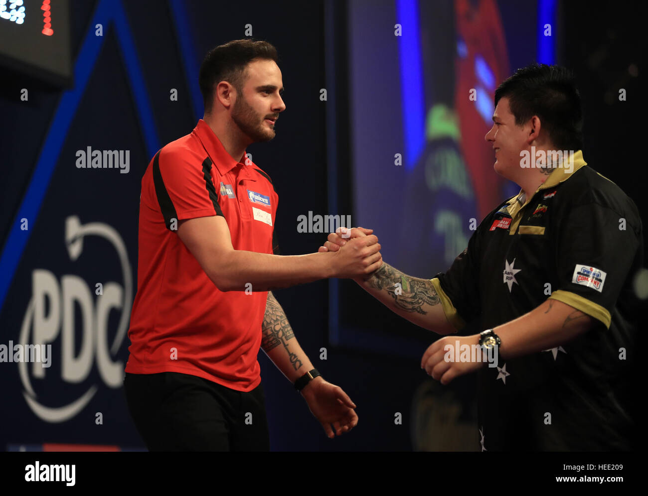 Joe Cullen (left) is congratulated on winning by his opponent Corey ...