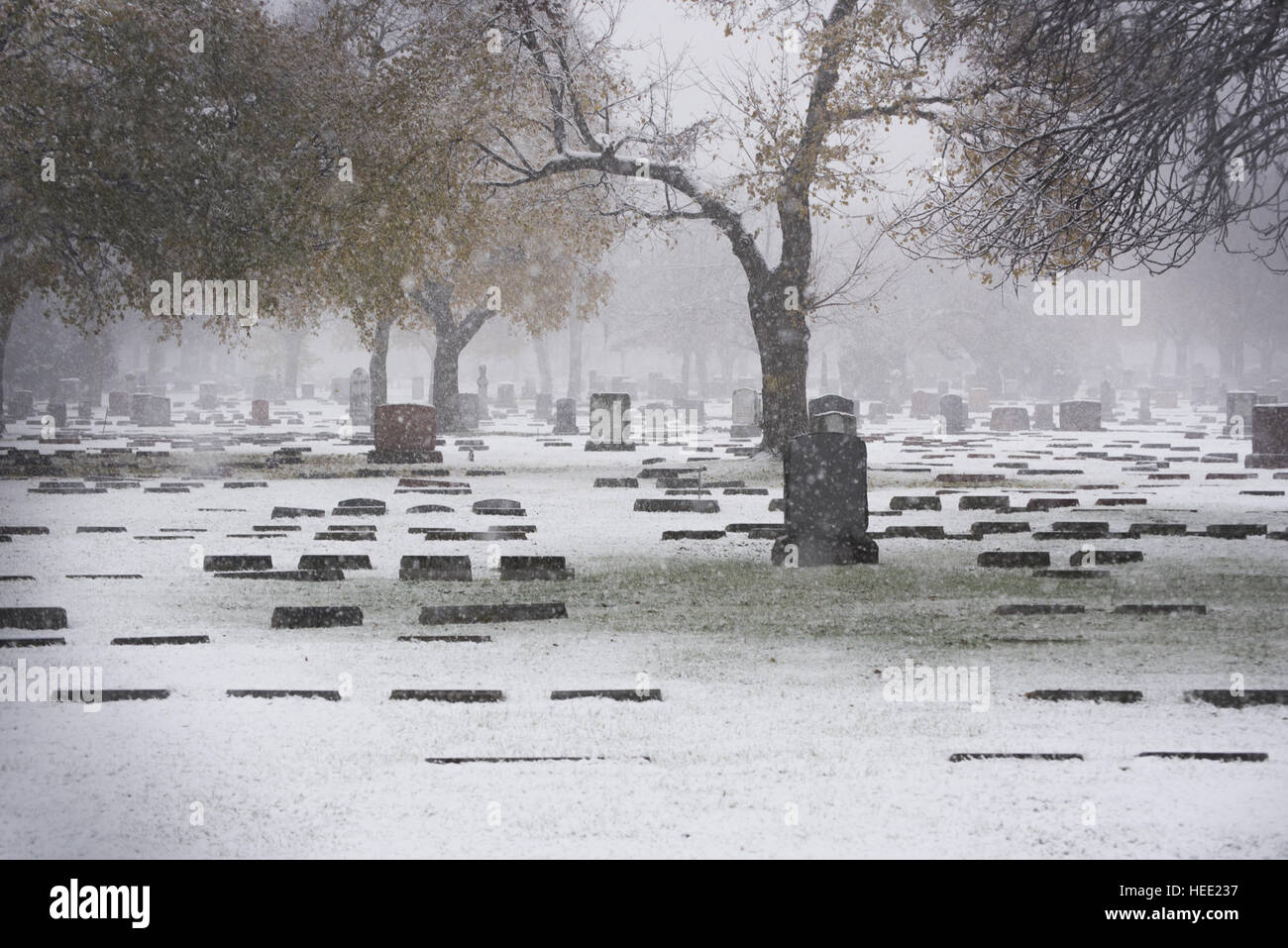 Cemetery in snow Stock Photo - Alamy